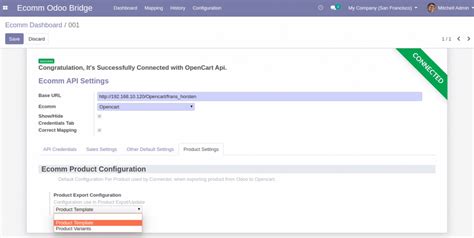 configure odoo bridge for opencart enable setting for auto sync
