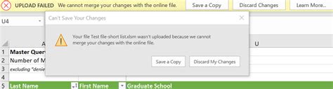 upload failed message sharing excel file microsoft community