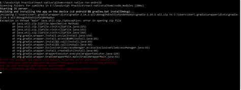 node js could not install app on device react native stack overflow