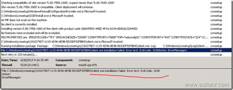 sccm configmgr 2012 ccmsetup installation failed error exitcode 1638