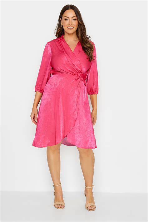 Mandco Pink Satin Wrap Dress Mandco