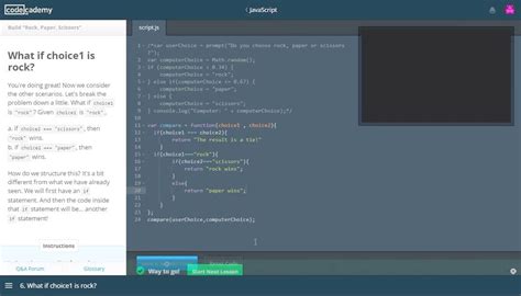 codecademy build rock paper scissors 1 1~1 9 youtube