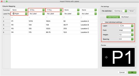 qcad tutorial importing points with labels from csv