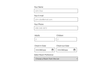 html booking form