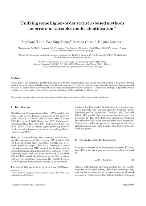 pdf unifying some higher order statistic based methods for errors in