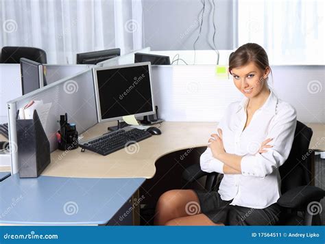 Young Beautiful Business Woman Working At Office Stock Image Image
