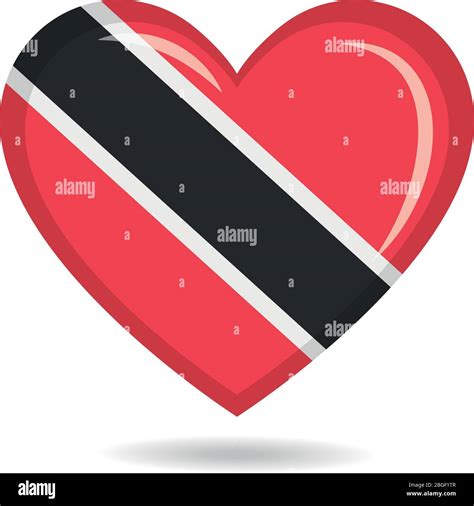 Trinidad And Tobago National Flag In Heart Shape Vector Illustration