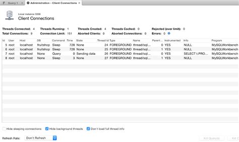 mysql workbench client connections