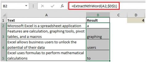 how to extract nth word from text string using vba in