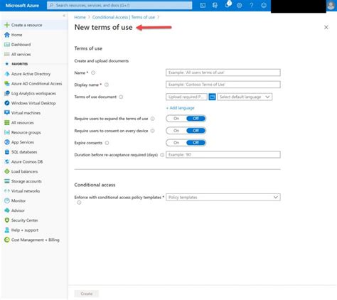 how to use azure ad conditional access to add a terms of