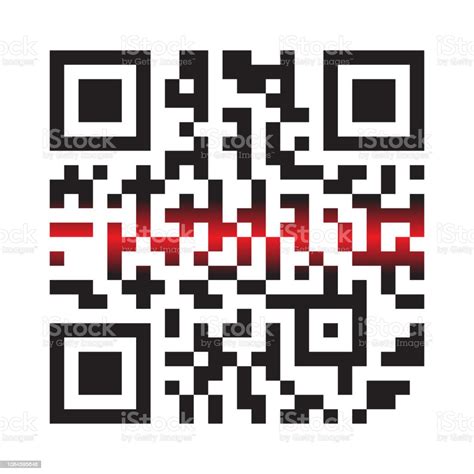 벡터 일러스트 레이 션 흰색 배경에 고립 된 레이저 빛과 현대 간단한 Qr 코드 Qr코드에 대한 스톡 벡터 아트 및 기타 이미지