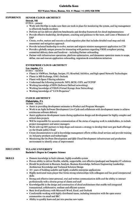 cloud architect resume samples velvet jobs