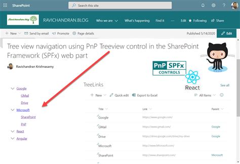 tree view navigation using pnp treeview control in the sharepoint