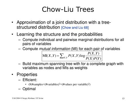 Ppt Conditional Chow Liu Tree Structures For Modeling Discrete Valued