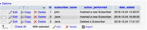 how to create a mysql trigger and execute with php