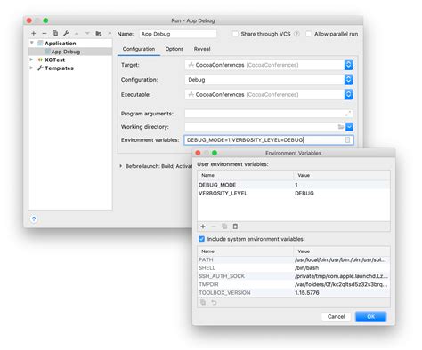 add environment variables and program arguments help appcode
