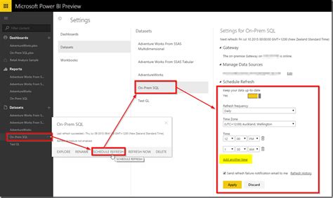 refresh on prem database on power bi web app using power bi personal