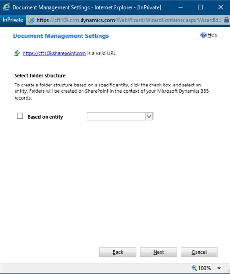 ‘based on entity folder structure in d365 sharepoint online