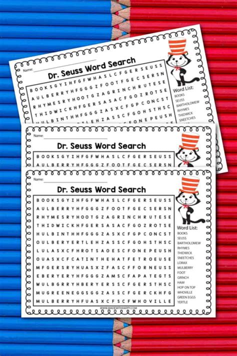 Free Printable Dr Seuss Word Search Made With Happy