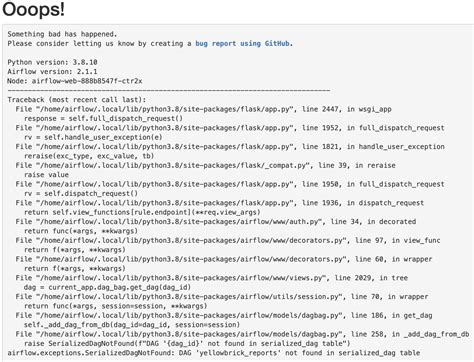 all the dags are reporting errors airflow exceptions