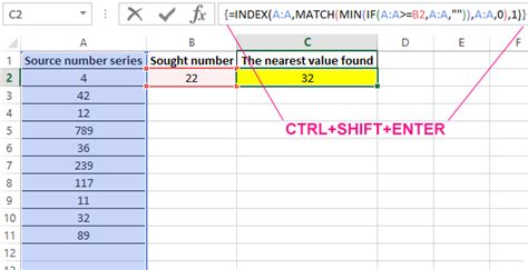 example match function for finding occurring values in excel