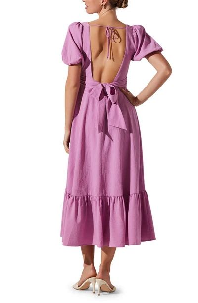 Astr Tie Back Puff Sleeve Midi Dress In Orchid Modesens