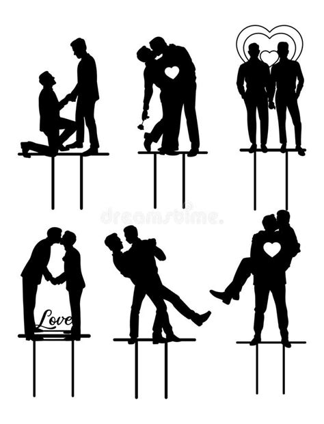 Same Sex Wedding Cake Topper Cut File Stock Vector Illustration Of