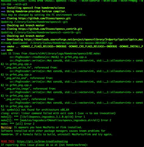 qt error with install opencv 3 on os x stack overflow