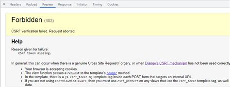 python invalid csrf or missing token in django stack overflow