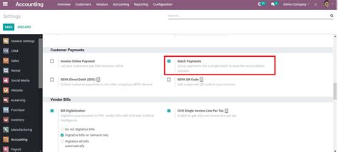 batch deposit of checks in odoo 13