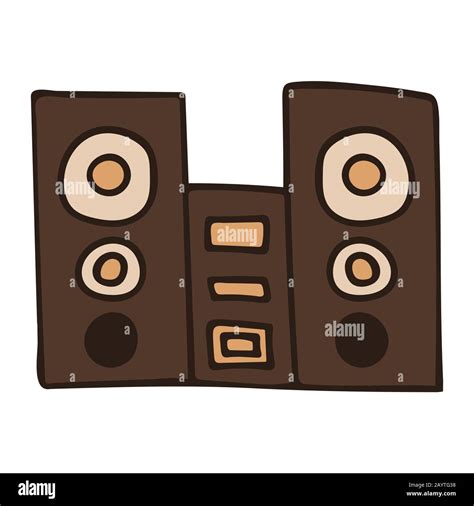 Speakers With Subwoofer Music System White Background Isolated Stock
