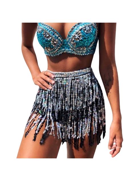 Skirts Womens Sequin Tassel Skirts Boho Belly Dance Hip Skirt Wrap