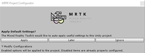 mrtk2 구성 대화 상자 mrtk 2 microsoft learn