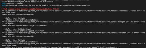 javascript react native contacts nonnull error in