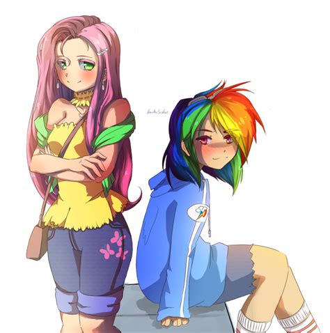 human fluttershy and rainbowdash by rockusocku on deviantart