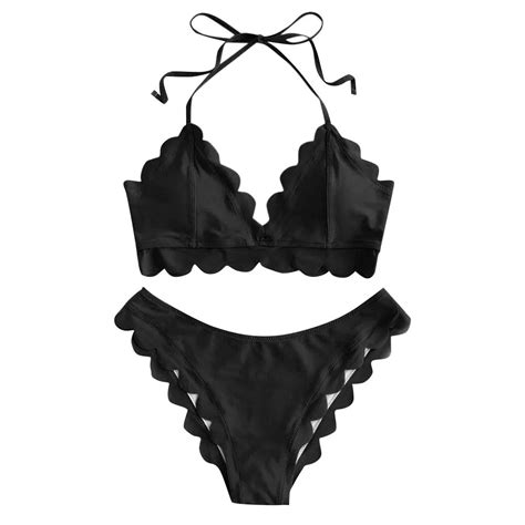 Kancoold Women Bikini 2020 Sexy Solid Color Halter Swimwear Women