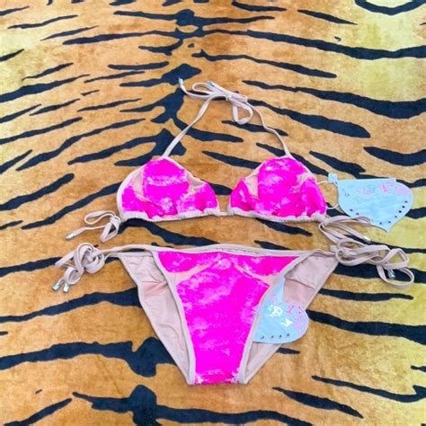 Beach Bunny Swim Beach Bunny Pink And Tan Wsequins Ray Of Light