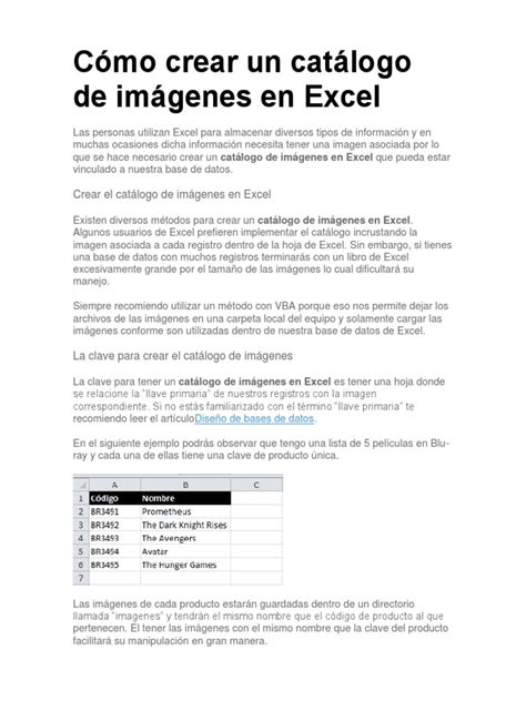 cómo crear un catálogo de imágenes en excel macro