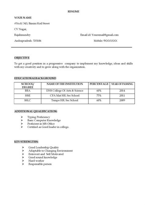 Good Resume Format For Freshers 8 Freshers Resume Sam