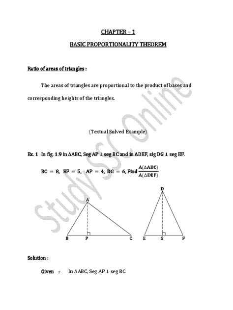 1 Basic Proportionality Theorem Pdf Triangle Elementary Geometry
