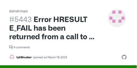 error hresult e fail has been returned from a call to a com component