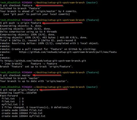 how to set up and use an upstream branch in git