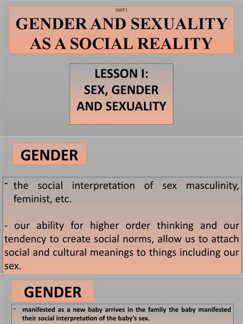 Gender And Sexuality As A Social Reality Sexual Orientation Gender