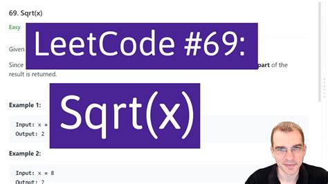 python programming practice leetcode 69 sqrt x youtube