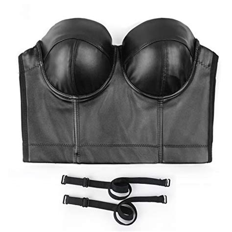 Ellacci Pu Leather Bustier Crop Top Gothic Punk Push Up Womens Corset