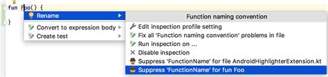 android kotlin suppress warning for function starting with uppercase