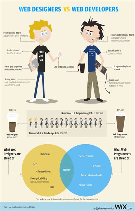 web designers vs web developers infographic