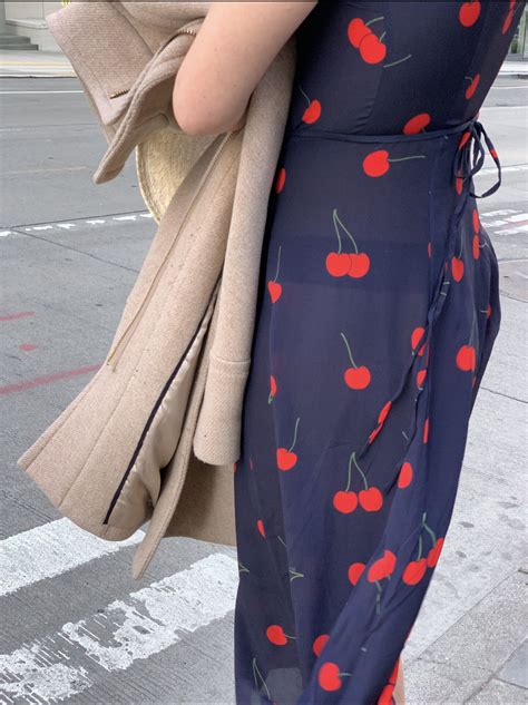 Business Women With A Visible Thong In A See Through Cherry Dress