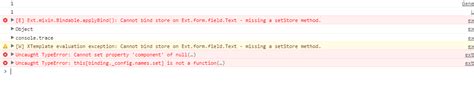 javascript cannot bind store on ext form field text