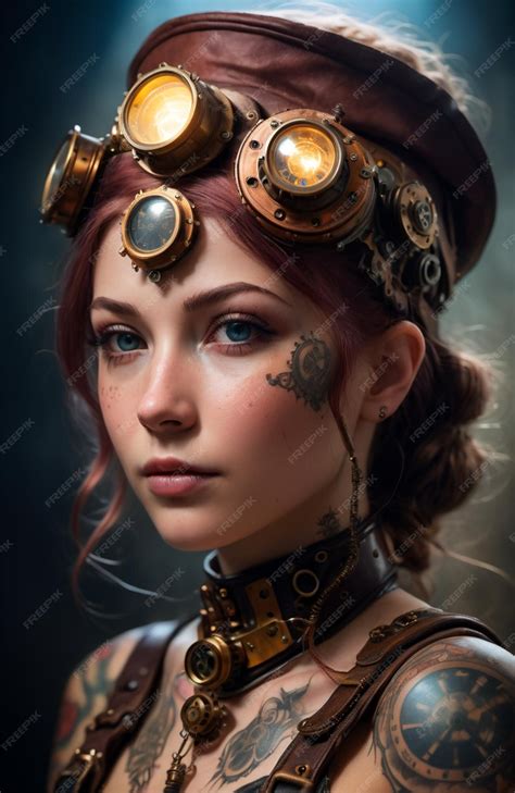 Premium Ai Image Portrait Of A Young Woman Steampunk Princess In The Void